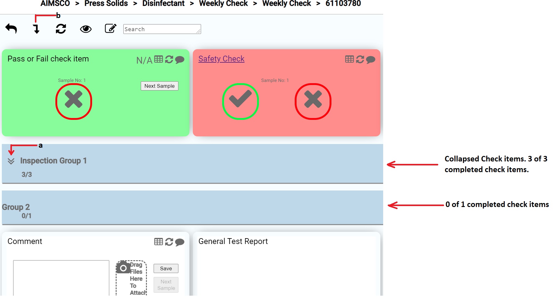 Group on a check sheet – Enterprise Support Portal